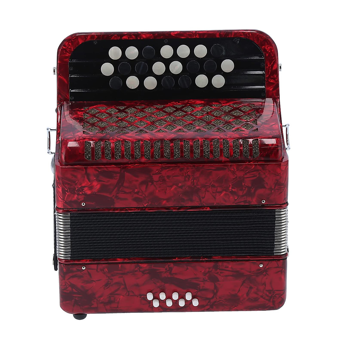 Accordian 22 Key 8 Bass Professional Button Reed Instrument Mini Accordion Instrument Musical Instrument for Beginner with Storage Bag(red)