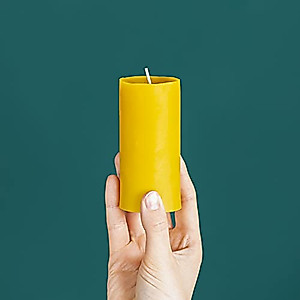 CANDWAX Pure Beeswax Pillar Candles 1.8x4 inch Set of 3 - Yellow 34,5 Hours Burning Handmade Candles - Smokeless Pure Bees Wax Candles Home Decor Natural Candles
