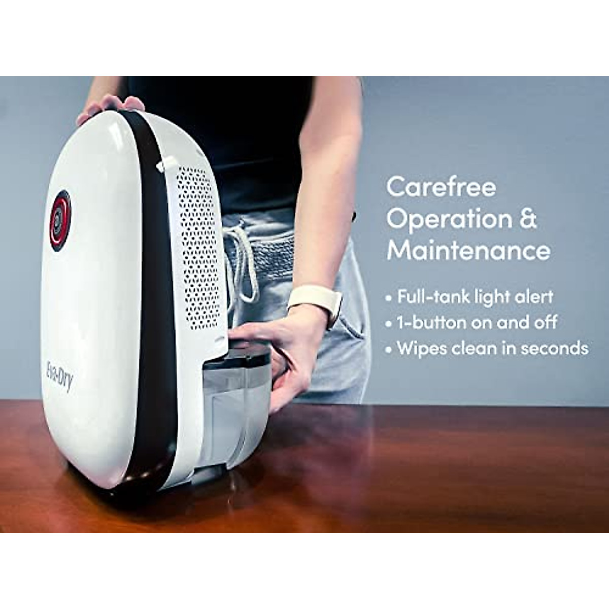 Eva-Dry Air Dehumidifier for Home – Portable Dehumidifier for Small & Medium Spaces Up to 2,500 Cubic Ft. – Quiet Dehumidifier for Basements, RVs, Bathrooms, Laundry Rooms, Campers, Bedrooms, & More