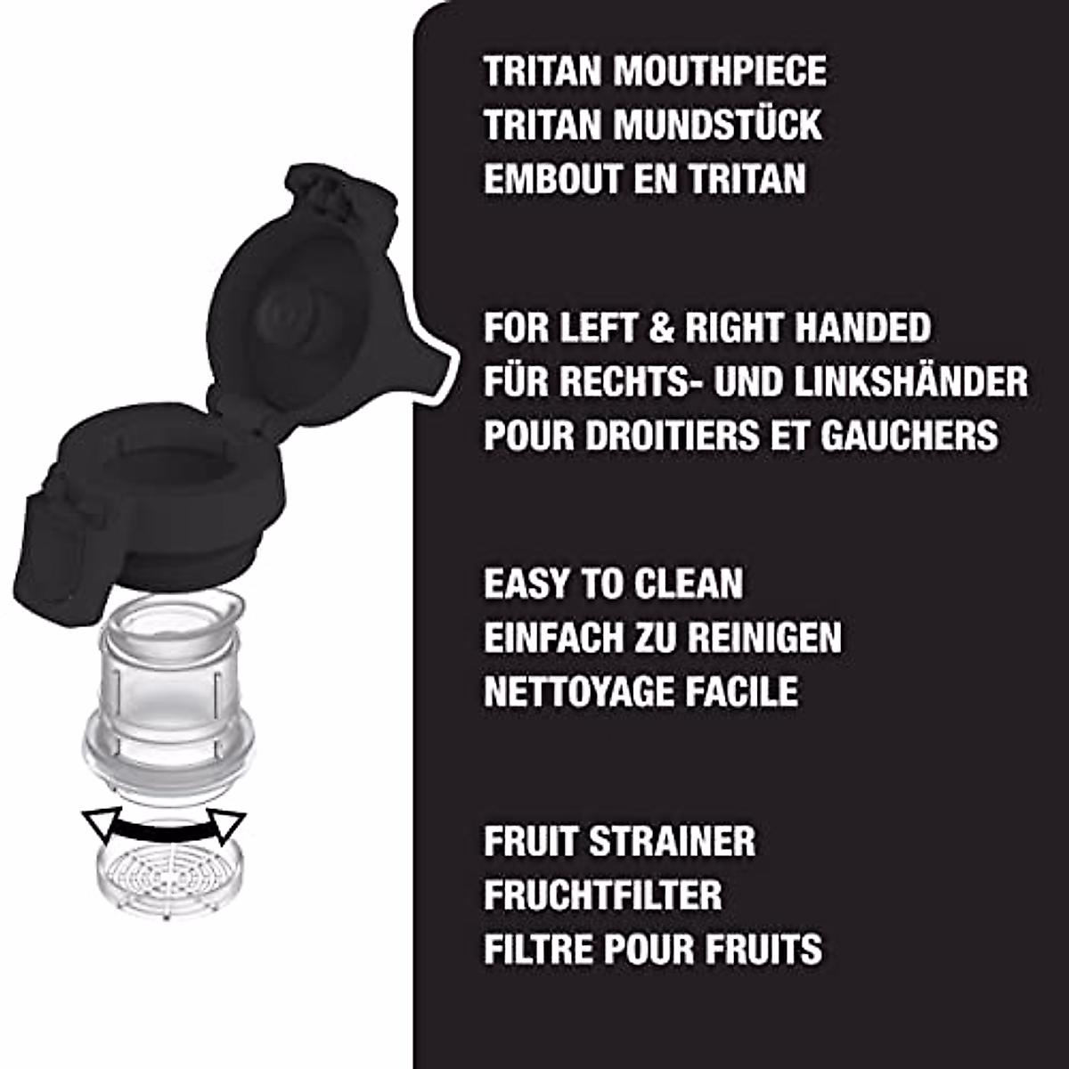 SIGG - Insulated Water Bottle - Thermo Flask H&C ONE Light Black - Removable Tea Infuser - Leakproof - BPA Free - 18/8 Stainless Steel - Black - 19 Oz