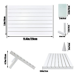 Wooden Earring Display Stands, Portable Earring Display+100 Pcs Earring Display Card+2 Pcs Rings Holder, for Showing Earring, ring, Business Card, Jewelry, Photo(White Color)