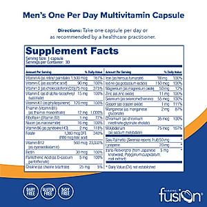 Bariatric Fusion One Per Day Bariatric Multivitamin with Iron for Men | with Prostate and Heart Support Vitamins* | Gastric Bypass and Sleeve Gastrectomy | 30 Capsules | 1 Month Supply