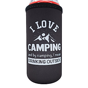Camping Coolies Gifts for Men - Happy Camper Must Haves, Camping Essentials, Small Useful Gifts for Couples Who Have Everything, 16 oz Tall Boy Can Coolie Insulated Sleeve, Funny Tallboy Can Cooler