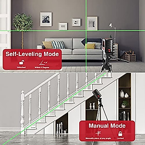 AmzGod Self Leveling Laser Level - 100ft/30m Green Cross Line Laser Level Line Tool with Dual Modules, 3 Brightness Adjustments, Manual and Pulse Mode, IP54 Waterproof, 360° Rotatable Magnetic Bracket