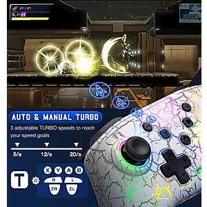 Switch Controller, Gammeefy Wireless Switch Pro Controller for Nintendo Switch/Lite/OLED, 9 Color Adjustable LED Switch Remote Compatible with Windows PC/Android/IOS/Xbox 360 with Programmable (White)