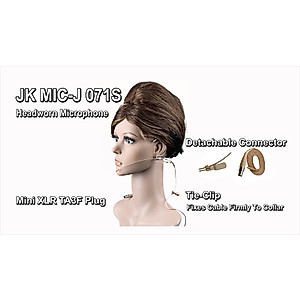 J K Pro Headset Headworn Microphone MIC-J 071S Compatible with AKG Samson Wireless Transmitter - Mini XLR 3Pin Connector