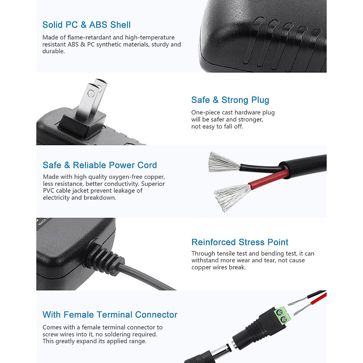 ALITOVE 24V 1A 24W DC Power Supply Adapter 100~240V AC to DC 24 Volt 1 Amp Converter 24 vdc 1000mA 800mA 600mA 400mA 200mA with 5.5mm x 2.5mm 2.1mm Plug for LED Strip Light CCTV Camera DC Pump