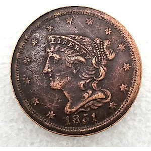 1851 Historic Half-Cent Nickel Old Coin-American Commemorative Uncirculated Old American Coins-Prefer to Handmade Coins Crafts Historical Gifts