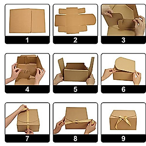 HUAPRINT Gift Boxes with Lids,Black Gift Boxes 8x8x4inches,Bridesmaid Proposal Box,12 Sets,Kraft Paper Gift Boxes for Wedding,Packaging,Present,Birthday,Cupcake Boxes,Crafting