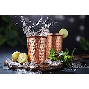 2 Activelife Hammered Design Pure Copper Tumbler Set of 4 | Drinking Water with Copper Cups | Premium Quality Copper Tumblers for Home, Office, Hotel, Travel, and Gifting - Each 10.08 Ounce