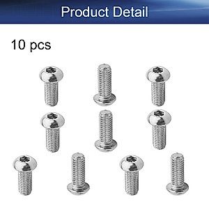 Yinpecly M8x20mm Button Head Socket Cap Screw 304 Stainless Steel Fastener Hex Drive Fully Threaded Cap Bolts Inner Hex Socket Bolts Galvanized 10Pcs
