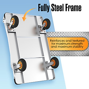 Houseables Platform Truck Cart, Flatbed Cart, Platform Cart, 2000 LB Capacity, Flat Cart, Flat Bed Cart, Foldable Push Cart Dolly, Flat Cart With Wheels and Handle, Platform Dolly, Heavy Duty, 36”x24”