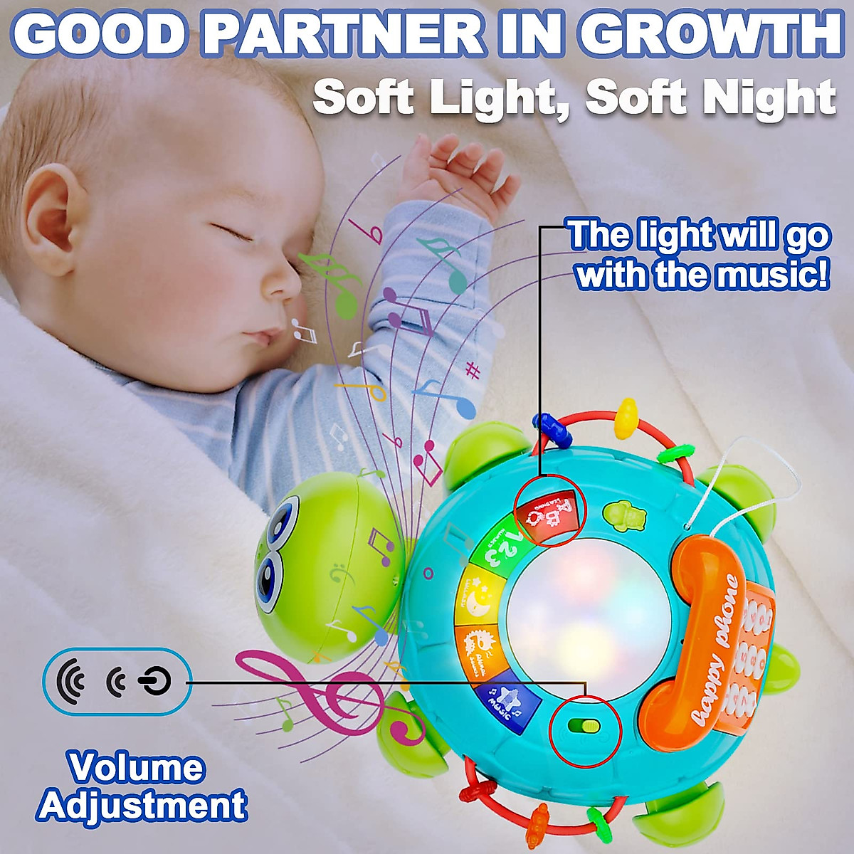 Baby Toys 12-18 months Infant Toys Toddlers Musical Toys Crawling Turtle Toy Educational Learning Toys for 1 2 3 Years Old Kids Interacting Toys Crawling Toys for Babies Toddlers Holiday Birthday Gift