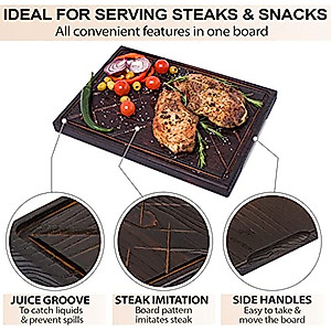 Wooden Steak Board Solid Oak Serving Barbecue Platter Natural Thick Cutting Plate Durable & Quality (Large)