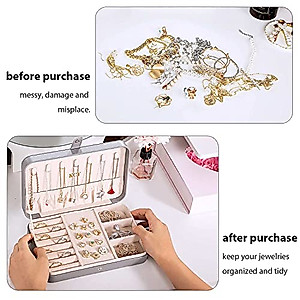 KCY Jewelry Box for Women Girls,Small Travel Jewelry Organizer Case,PU Leather Portable Jewellery Storage Boxes Display Holder for Ring Earrings Necklace Bracelet Bangle , Men Teen Kids Gift, Grey