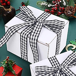 VGOODALL Buffalo Ribbon Decoration, 25 Yards and 1 Inch White and Black Gingham Ribbon, Decorate Your House, Staircase and DIY Any Kind of Style You Like
