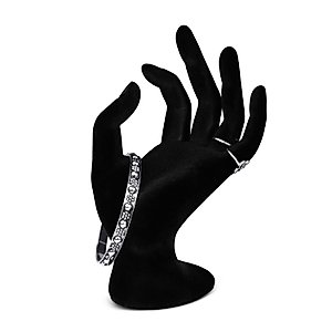 Flexzion Hand Jewelry Holder Female Mannequin Hands Holder for Bracelet, Watch, Hand Ring Holder, Mannequin Arm Form Model, Hand Stand for Jewelry Display, Velvet Hand Mannequin, Black Velvet