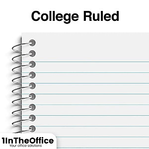 1InTheOffice Notepads 4x6 College Ruled, Assorted colors, 50 sheets/pad, 5 pack