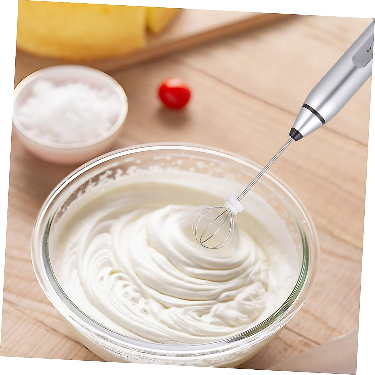 SHOWERORO Rechargeable Maker Whisk Stirrer Handheld Blender 3-speed Beater Silver