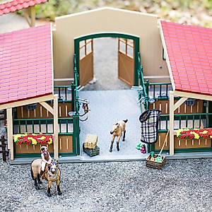 Schleich Horse Barn and Stable Playset - Award-Winning Riding Center 96 Piece Set, 2 Pony Toys, Rider Figurine, and Farm Accessories, for Girls and Boys 3 Years Old and Above