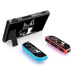 German Shepherd Head Printed Protective Case Cover Compatible with Switch Game Console Controller with Holder Stand