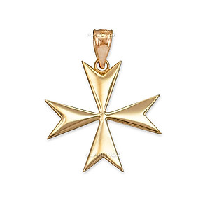 10K Polished Yellow Gold Maltese Cross Pendant
