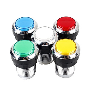 EG STARTS 10 Pcs/Lots Chrome Plating 30mm LED Illuminated Push Buttons with Micro Switch for Arcade Machine Games Mame Jamma Parts 12V Each Color of 2 Pieces