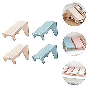 Veemoon 8pcs Rack% Bathroom Saving Organizer Multi- Holder Layer for Plastic Stands Blue Stacker Deck Shoes Stack Wall, Space Clo Slots Double Professional Stacker: Simple