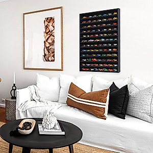 DisplayGifts Open Front Hot 1:64 Scale Toy Cars Wheels Matchbox Display Case Die-cast Model Cars Storage Cabinet - NO Door Cover in The Front (Black) - 26.5 X 18.75 X 3 Inches