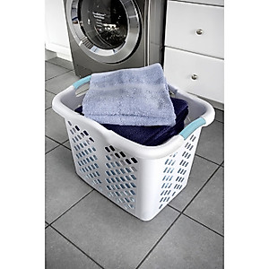 EGEN Home Logic 2 Bushel Lamper Laundry Basket with Silver Handles, White