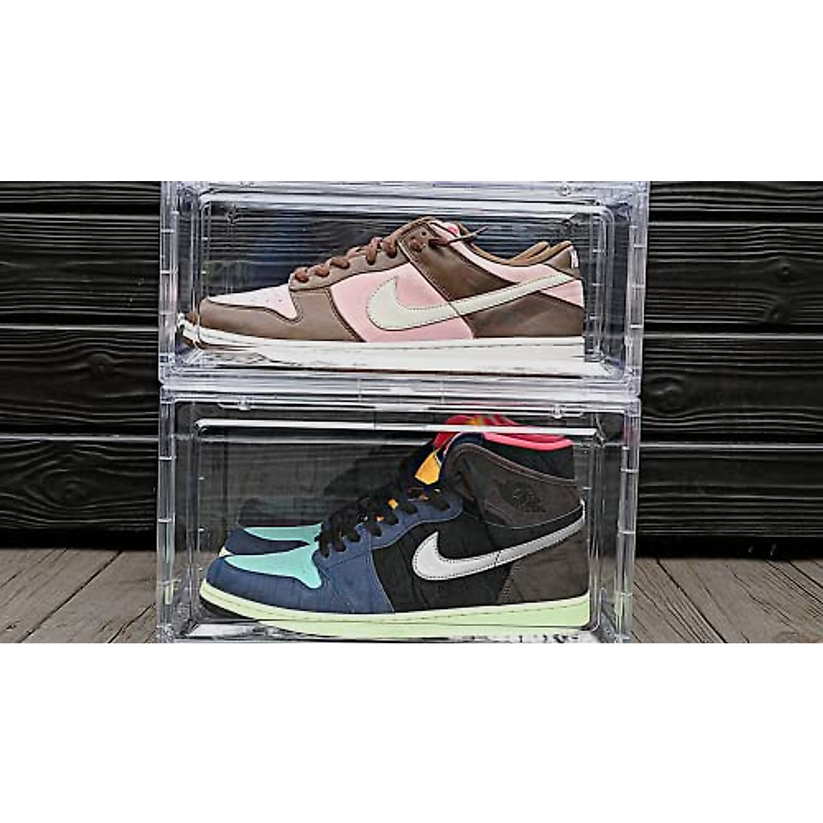 Proof Culture | Premium Shoe Storage Box, Clear Plastic Stackable Shoe Organizer for Closet, Space Saving Foldable Shoe Sneaker Containers Bins Holders (Large)