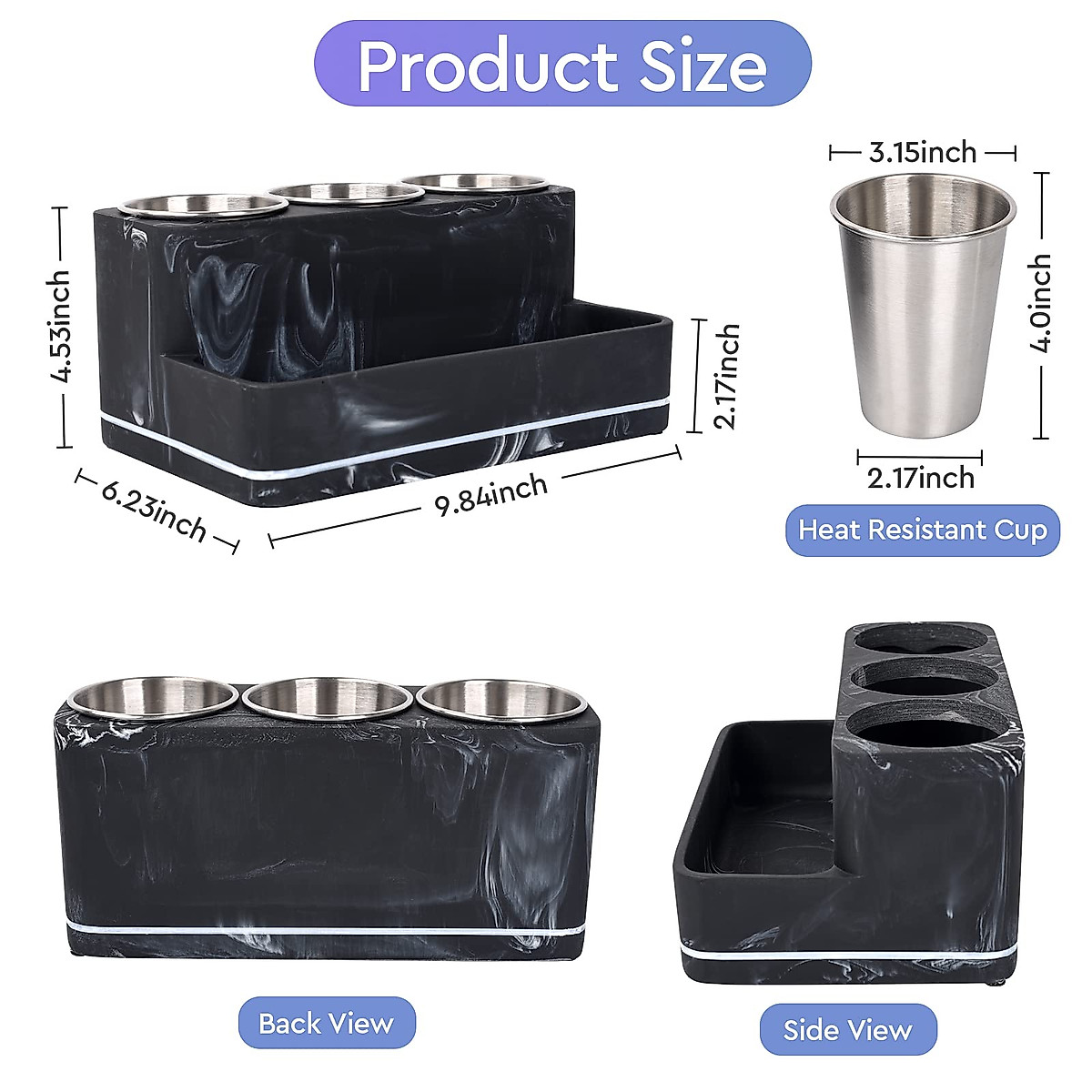 Hair Dryer Holder,Hair Tool Organizer Bathroom Countertop Blow Dryer Holder Hair Accessories Styling Tools Organizer for Hair Dryer,Flat Irons,Curling Wands,Hair Straighteners-Black Marble Look