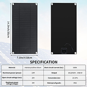 10w 12v Solar Panel Dual Fans Kit Waterproof Outdoor Solar Powered Exhaust Ventilation Fan Dual USB Portable Solar Attic Fan for Chicken Coop Greenhouse Shed PET Houses Window (1 Set)