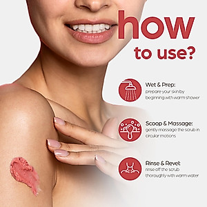 Body Scrub – Moisturizing and Softening with Nourishing Body Oils -Exfoliating Salt Scrub For Body - Win Against Aging, Acne, Eczema, Psoriasis & Dead Skin Scars- 10 oz (Pomegranate)