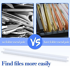 6 Pcs Filing Front to Back Rails Lateral Hanging File Bar Stainless Steel White File Cabinet Rails File Cabinet Inserts for Folders Office Home 15.76 Inches Long