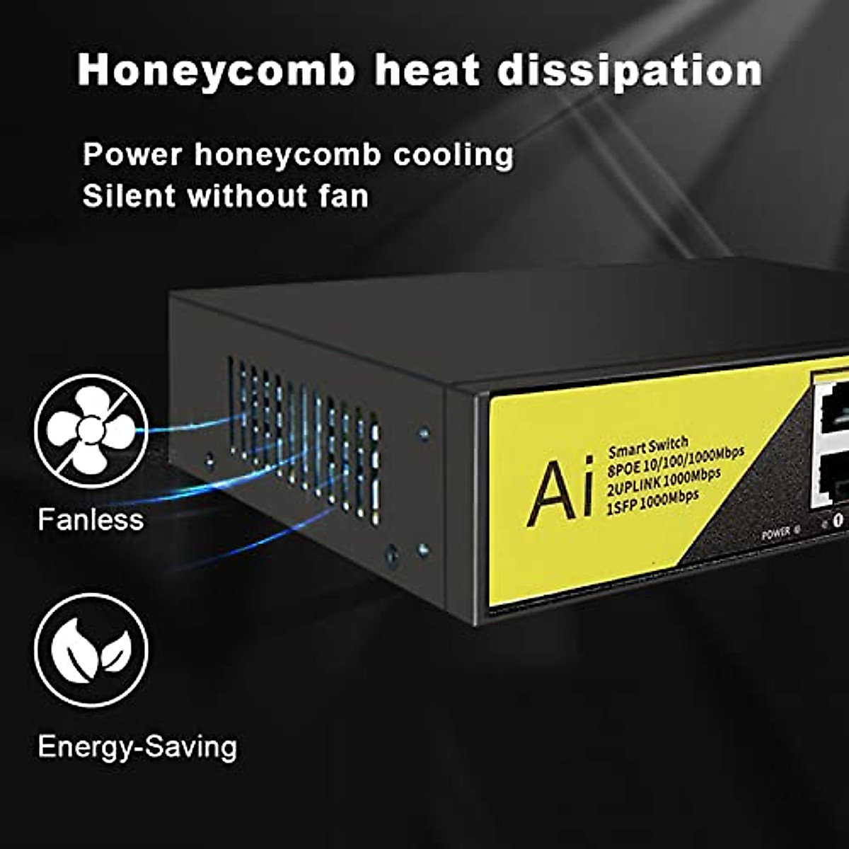 Link ROW08G 11 Port Gigabit PoE Ethernet Switch with 8 Port PoE 120W+2 Uplink+1 SFP Slots, Unmanaged Ethernet Splitter, Plug & Play,802.3AF, Fanless Quiet, Shielded Ports, Traffic Optimization