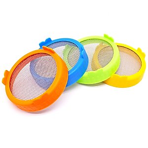 GDFYMI 4Pcak Sprouting Lids for Mason Jars, 86mm Wide Mouth Canning Jar Stainless Steel Mesh Screen Strainer Lid for Bean Sprouts Grow Kit - 4 colors