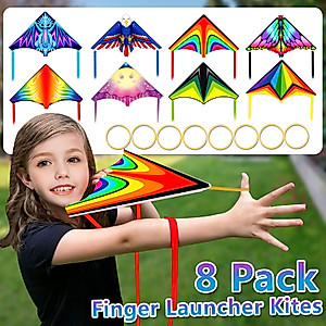 Tcvents 8 Pack Flying Toys, Mini Kites, Airplane Launcher Toys for Boys Girls 3-5 6 7 8-15 Gift, Outdoor Toys Colorful Kites Bulk Party Favors for Kids Beach Graden Park- Easy to Fly, A