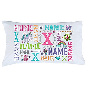 Personalized Planet My Name Pastel White Pillowcase with Custom Initial and Name Printed | Fun Bedroom Décor for Children | Standard Queen Size Pillow Cover | 20x31