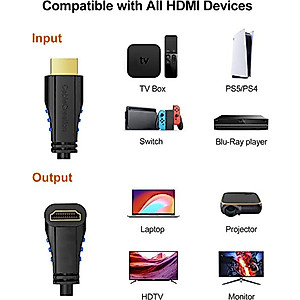 CableCreation 4K HDMI Cable, 6 Feet Upward Angle 270 Degree Vertical Right 4K HDMI Cable, Support 4K Ultra HD, 3D Video, Ethernet, Audio Return Channel, Black