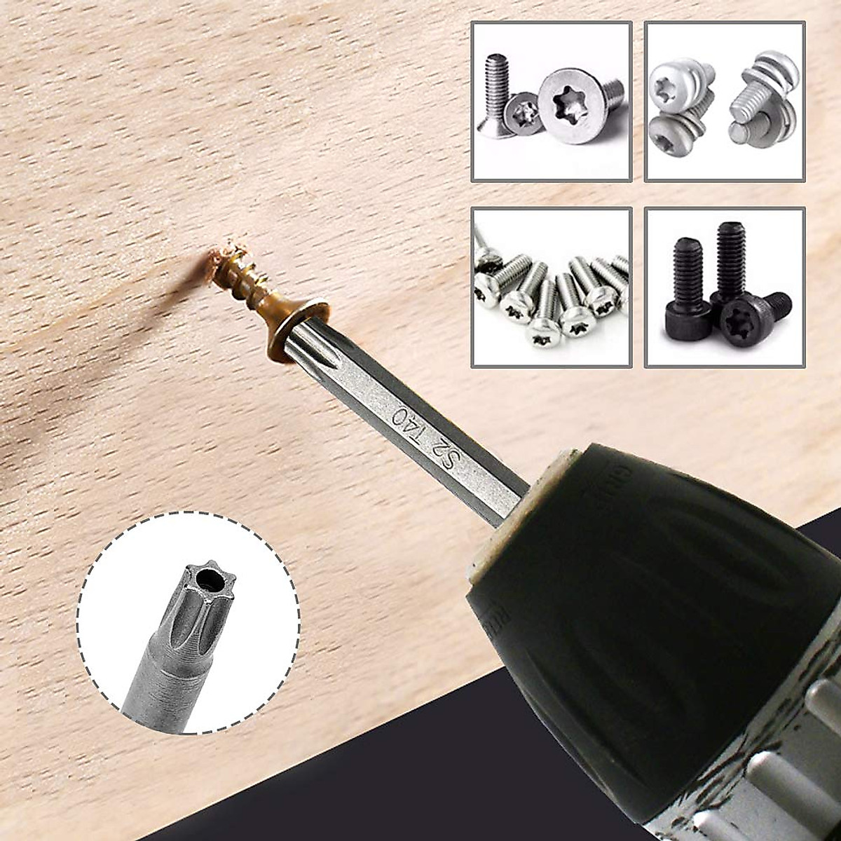 Mesee 8Pcs Long Torx Screwdriver Bit Set, 1/4 Inch Hex Shank T8-T40 Security S2 Magnetic Star Torx Head Screw Screwdriver Drill Bits Accessory Tool | 150mm Length