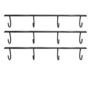 Fvstar 3pcs Mug Rack Under Cabinet,Mugs Holder Under Shelf,Coffee Mugs Hooks Under Cabinet,Coffee Cups Hanging Racks,Organizer Display Hooks for Mugs,Coffee Cups and Kitchen Utensils,Black