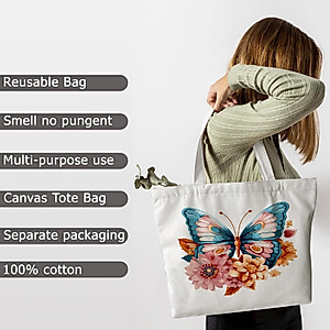 FILASLFT Butterfly Paint by Numbers Tote Bag, Paint by Number for Adults Canvas, Canvas Bag for Women School Student Shopping 17.71x13.38 Inch