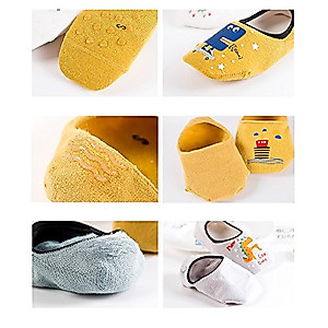 JUNOAI Toddler Non Skid No Show Socks - Low Cut Anti Slip Grip Slippers for Baby Kids Boys Girls 10 Pairs (3-4T, Dinosaur)