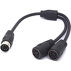 GLHONG 7 Pin Din Splitter Cable, 7- Pin Plug Male to 2 DIN Female Jack Adapter Y Lead for Bang Olufsen Naim Quad Stereo Systems