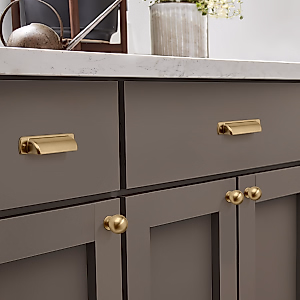 CABDM 10 Pack 1 Inch Vintage Ball Champagne Bronze Cabinet Knobs Kitchen Cabinet Hardware Satin Brass Drawer Knobs Pulls for Drawers.