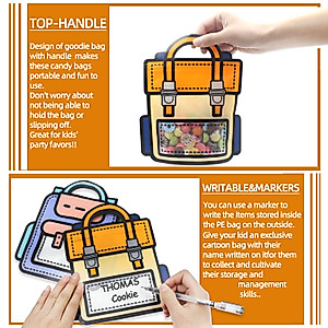 30 Pack Cartoon Backpack Goodie Bags Clear Gift Candy Bags with Handle Small Plastic Ziplock Seal Bags Smell Proof Resealable Packaging Storage Bags Candy Bag Party Favor Birthday Bags(Mixcolor)