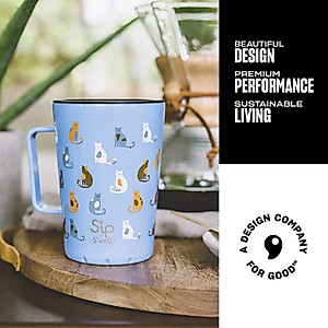 S'ip by S'well Stainless Steel Takeaway Mug - 15 Fl Oz - Purrfect Morning - Double-Layered Vacuum-Insulated Travel Mug Keeps Coffee,and Drinks Cold for 10 Hours and Hot for 2 - BPA-Free Water Bottle