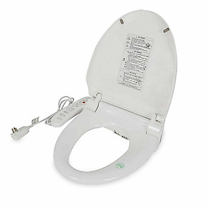 RustyVioum Electric Smart Toilet Seat, 1300W Auto Deodorization Elongated Heated Toilet Seat, Smart Bidet Toilet Seat Cleaning Bidet Cover 2 Nozzle & Air Dryer & Heated, White