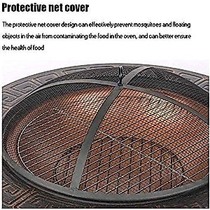 LEAYAN Garden Fire Pit Portable Grill Barbecue Rack Outdoor Fire Pits, Round Metal 32Inch Fire Pit with Base, Spark Screen, Screen Lift Tool, Outdoor Table with Cover BBQ Cooking for Camping Backyard